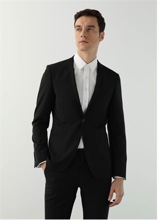 Network Erkek Slim Fit Siyah Takım Elbise 48-6N EU