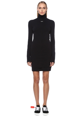 Off-White Kadın Siyah Balıkçı Yaka Logolu Mini Elbise 38 IT Off-White Kadın Siyah Balıkçı Yaka Logolu Mini Elbise 38 IT