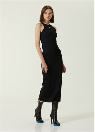 Off-White Kadın Siyah Logolu Midi Kolsuz Elbise 42 IT
