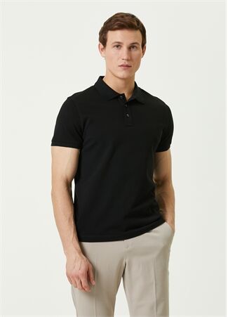 Moncler Erkek Siyah Polo Yaka Logolu T-shirt L EU