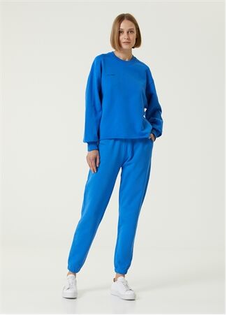 Academia Kadın Mavi Paçası Lastikli Jersey Pantolon L