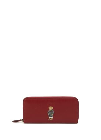 Polo Ralph Lauren Kadın Kırmızı Logo Detaylı Deri Cüzdan EU