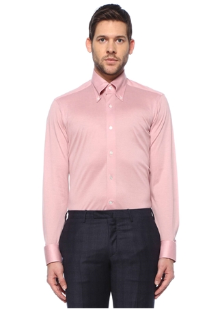 Fray Erkek Pembe Düğmeli Yaka Gömlek 42 IT