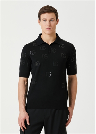 Dolce&Gabbana Erkek Siyah Polo Yaka Logolu Kısa Kol Yün Triko 46 IT Dolce&Gabbana Erkek Siyah Polo Yaka Logolu Kısa Kol Yün Triko 46 IT