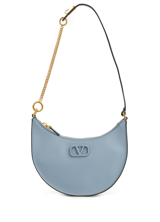 Valentino Garavani Kadın Mavi Logo Detaylı Deri Omuz Çantası EU