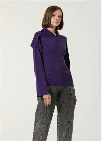 Kenzo Kadın Mor Asimetrik Kazak XS EU