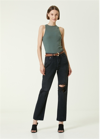 Agolde Kadın Lana Siyah Yıpratmalı Jean Pantolon 30 US