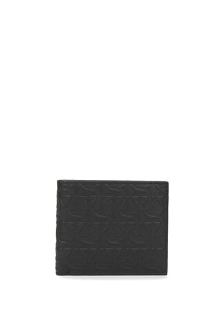 Salvatore Ferragamo Erkek Siyah Logo Kabartmalı Deri Cüzdan EU