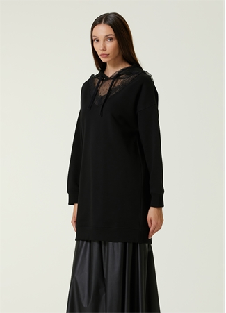 Red Valentino Kadın Siyah Kapüşonu Dantel Garnili Sweatshirt S EU Red Valentino Kadın Siyah Kapüşonu Dantel Garnili Sweatshirt S EU