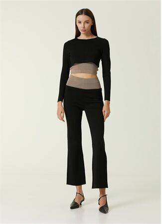 Etty & Jacques Kadın Siyah Bej Paçası Yırtmaçlı Pantolon M EU Etty & Jacques Kadın Siyah Bej Paçası Yırtmaçlı Pantolon M EU