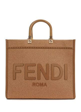 Fendi Kadın Kamel Logolu El Çantası Kahverengi EU