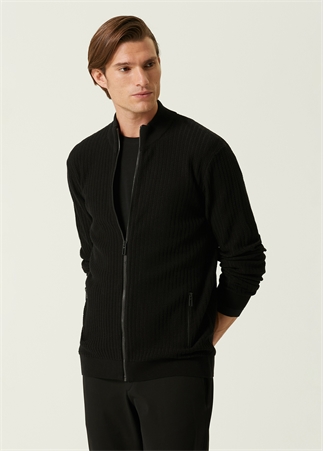 Network Erkek Slim Fit Siyah Çizgi Dokulu Hırka M EU Network Erkek Slim Fit Siyah Çizgi Dokulu Hırka M EU