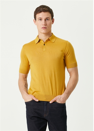 Palzileri Lab Erkek Hardal Polo Yaka Kısa Kollu İpek Triko Sarı 48 IT