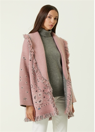 Alanui Kadın Pembe Şal Yaka Etnik Desen Jakarlı Kaşmir Hırka S EU Alanui Kadın Pembe Şal Yaka Etnik Desen Jakarlı Kaşmir Hırka S EU