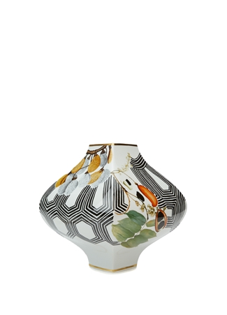 Vista Alegre Atlantis Amazonia Beyaz Siyah Desenli Porselen Vazo