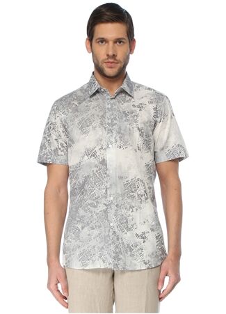 Palzileri Lab Erkek Gri Polo Yaka Karışık Desenli Kısa Kollu Gömlek 42 IT