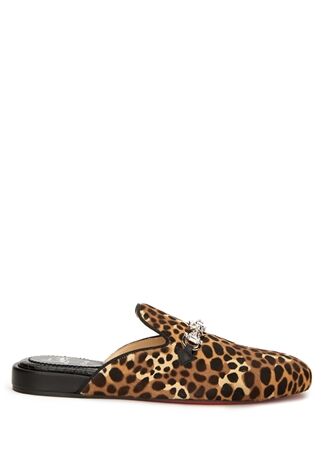 Christian Louboutin Kadın Leopar Desenli Deri Terlik Kahverengi 36 EU Christian Louboutin Kadın Leopar Desenli Deri Terlik Kahverengi 36 EU