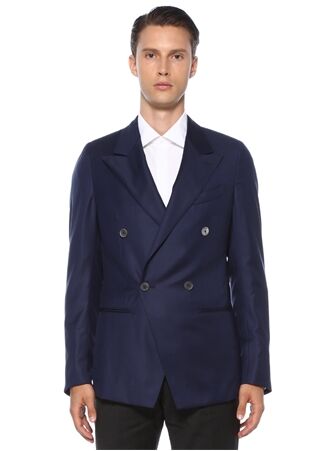 Pal Zileri Erkek Mavi Kırlangıç Yaka Yün Ceket 50 IT