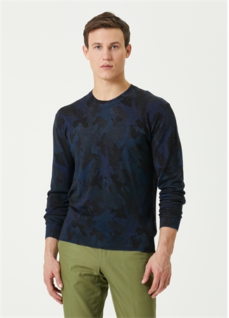 Etro Erkek Lacivert Logo Desenli Yün Kazak S EU Etro Erkek Lacivert Logo Desenli Yün Kazak S EU