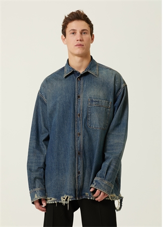 Balenciaga Erkek Mavi Denim Gömlek Lacivert S EU Balenciaga Erkek Mavi Denim Gömlek Lacivert S EU