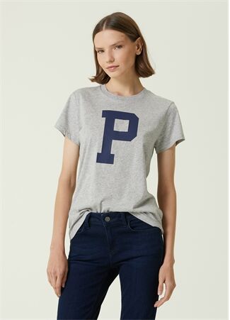 Polo Ralph Lauren Kadın Gri Logolu T-shirt XS EU