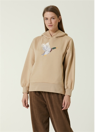 Beymen Club Kadın Oversize Bej Kapüşonlu Logo Nakışlı Sweatshirt L Beymen Club Kadın Oversize Bej Kapüşonlu Logo Nakışlı Sweatshirt L