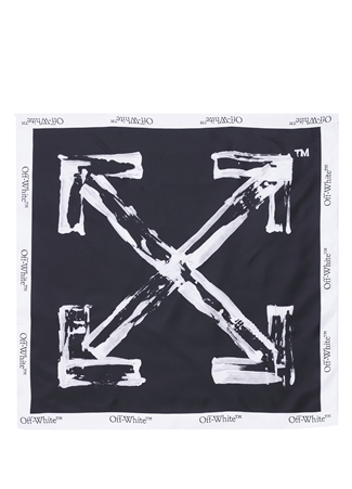 Off-White Kadın Siyah Beyaz Logo Baskılı İpek Eşarp EU Off-White Kadın Siyah Beyaz Logo Baskılı İpek Eşarp EU