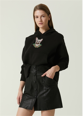 Beymen Club Kadın Siyah Kapüşonlu Köpek Nakışlı Sweatshirt S Beymen Club Kadın Siyah Kapüşonlu Köpek Nakışlı Sweatshirt S