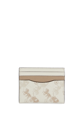 Coach Kadın Bej Beyaz Logo Desenli Kartlık EU