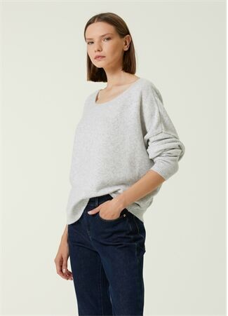 American Vintage Kadın Gri Kayık Yaka Kazak M/L EU