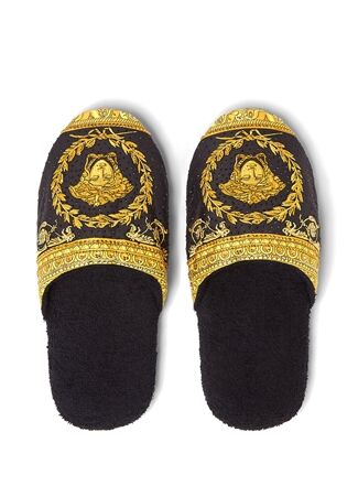 Versace Siyah Gold Barok Desenli Havlu Terlik Versace Siyah Gold Barok Desenli Havlu Terlik