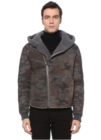 Emporio Armani Erkek Gri Yeşil Kapüşonlu Kamuflaj Desenli Nubuk Mont 48 IT Emporio Armani Erkek Gri Yeşil Kapüşonlu Kamuflaj Desenli Nubuk Mont 48 IT