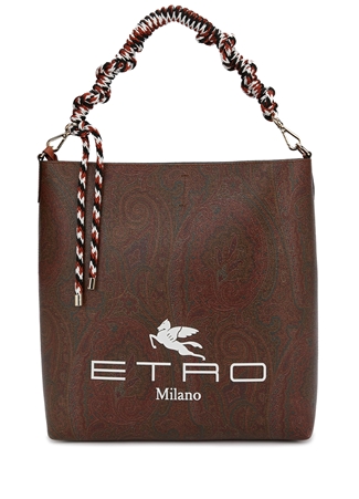 Etro Kadın Kahverengi Etnik Desenli Logolu Omuz Çantası Kırmızı EU