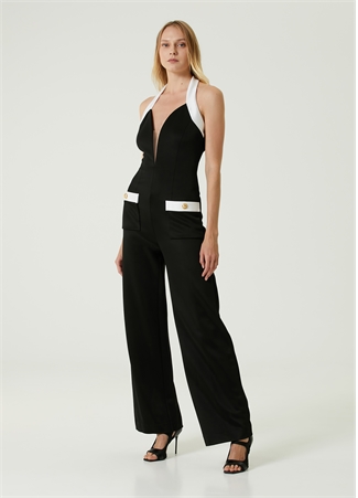 Balmain Kadın Siyah Beyaz Cep Detaylı Tulum 40 FR Balmain Kadın Siyah Beyaz Cep Detaylı Tulum 40 FR