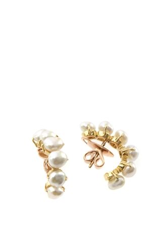 Nilgün Ata Kadın İncili Altın Rengi Küpe EU