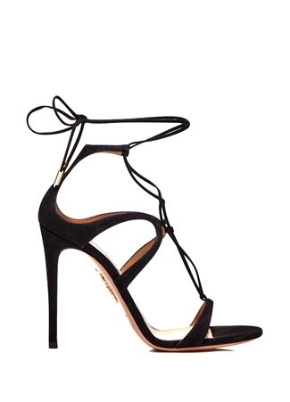 Aquazzura Kadın Gaia Siyah Bantlı Deri Sandalet 37 EU