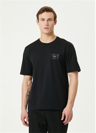 Fendi Erkek Siyah Logo Detaylı T-shirt S Eu