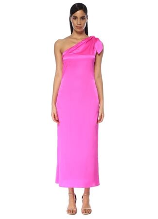 Bernadette Kadın Pembe Tek Omuzlu Midi İpek Kokteyl Elbise 34 IT Bernadette Kadın Pembe Tek Omuzlu Midi İpek Kokteyl Elbise 34 IT