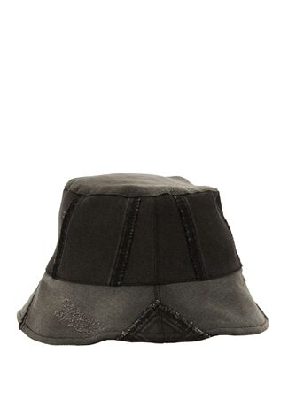 Cekette Kadın Gri Dekoratif Dikişli Jean Şapka EU