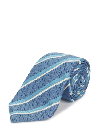 Pal Zileri Erkek Mavi Verev Çizgili İpek Kravat EU Pal Zileri Erkek Mavi Verev Çizgili İpek Kravat EU