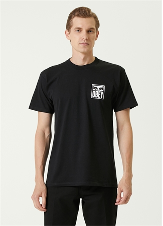 Obey Erkek Siyah Bisiklet Yaka Logolu T-shirt S EU
