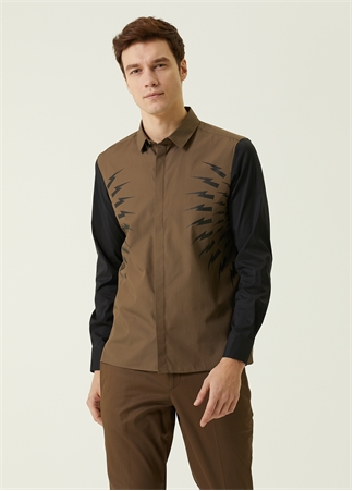 Neil Barrett Erkek Siyah Haki Logolu Gömlek S EU Neil Barrett Erkek Siyah Haki Logolu Gömlek S EU