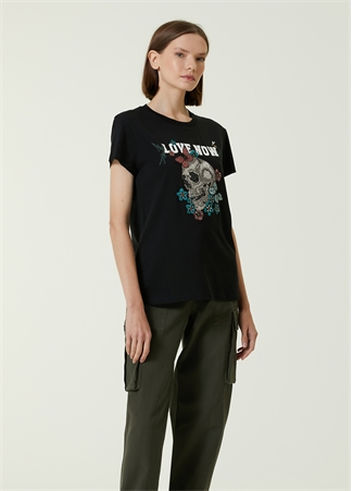 Zadig&Voltaire Kadın Walk Skull Siyah Nakışlı T-shirt S EU Zadig&Voltaire Kadın Walk Skull Siyah Nakışlı T-shirt S EU
