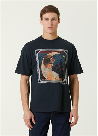 Rhude Erkek Lacivert Figür Detaylı T-shirt Siyah S EU Rhude Erkek Lacivert Figür Detaylı T-shirt Siyah S EU