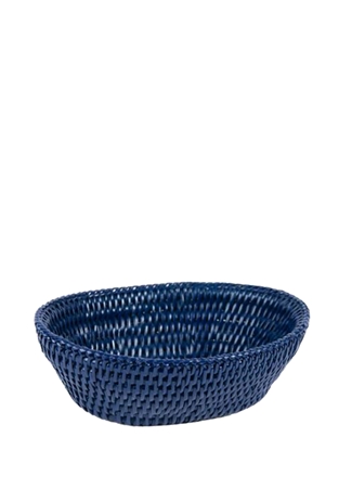 Aloha Life Lacivert Oval Formlu Hasır Ekmek Sepeti