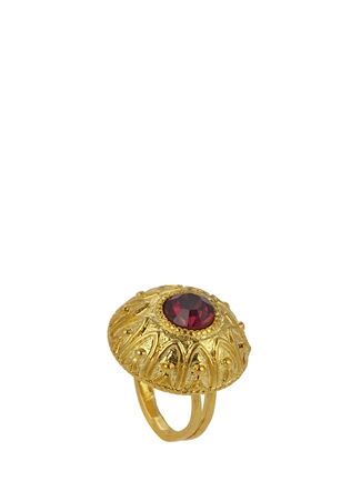 Glowing Diaries Kadın Mürdüm Taşlı Altın Rengi Kaplama Yüzük Mor 4 EU