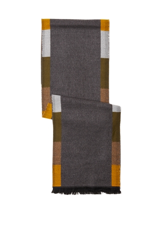 Beymen Club Erkek Gri Kontrast Renk Detaylı Atkı Siyah EU Beymen Club Erkek Gri Kontrast Renk Detaylı Atkı Siyah EU