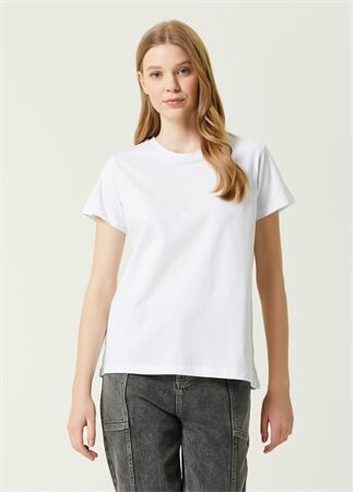 Beymen Club Kadın Beyaz Bisiklet Yaka Dökümlü T-shirt S EU