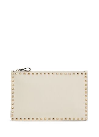 Valentino Garavani Kadın Krem Deri El Portföyü Beyaz EU