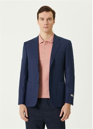 Canali Erkek Lacivert Yün Ceket 58 IT